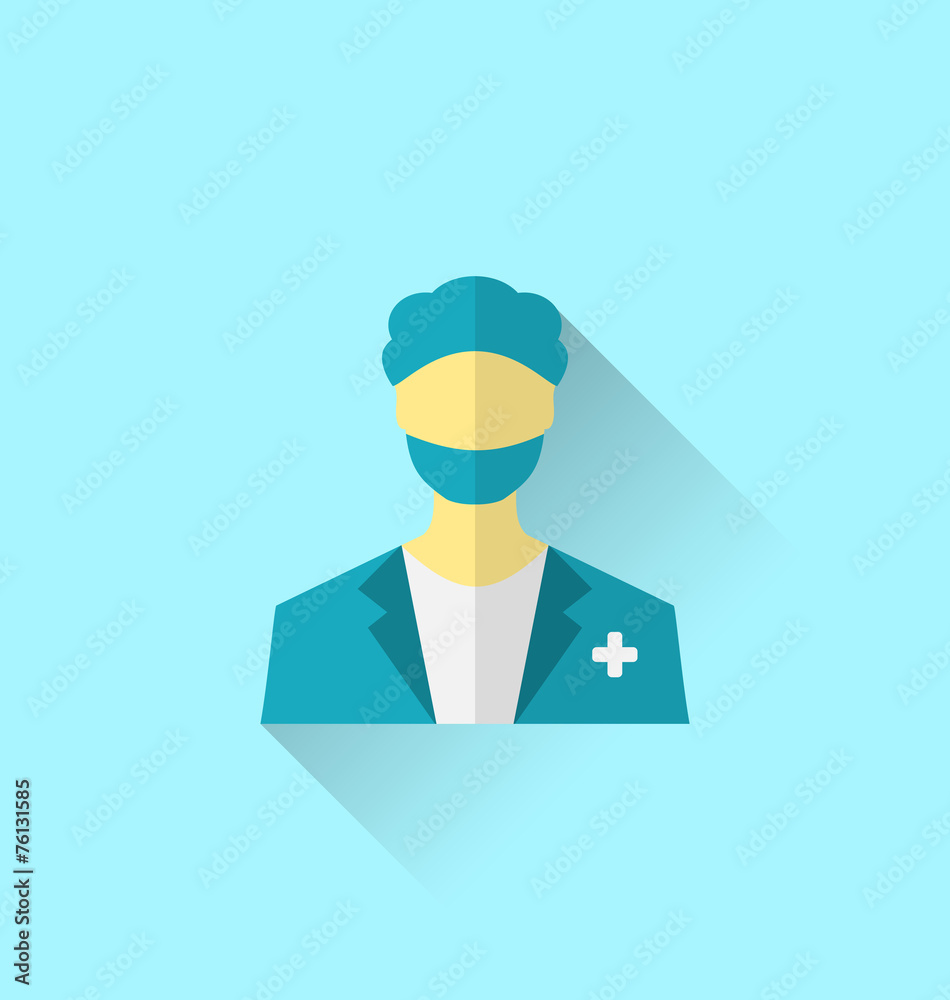 Icon of medical doctor with shadow in modern flat design style Stock ...
