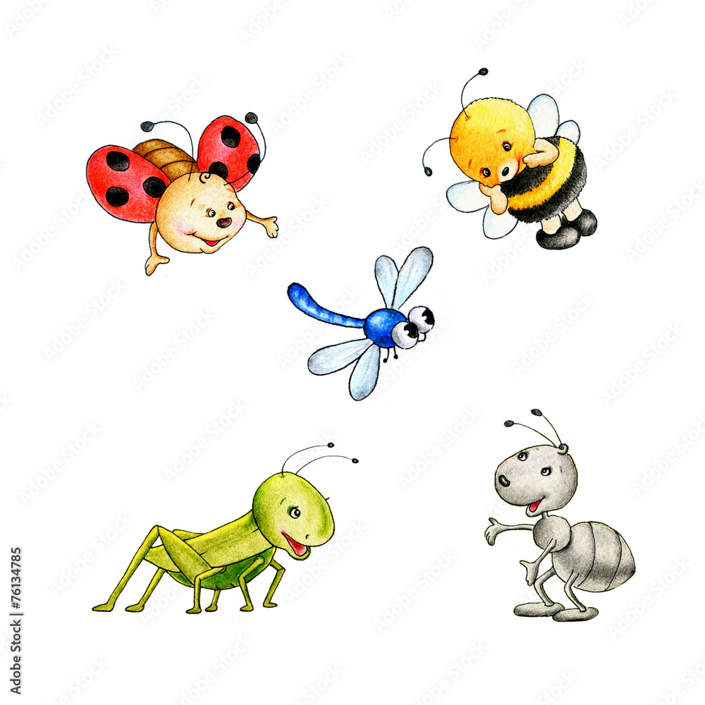 Set of five insects Stock-Illustration | Adobe Stock