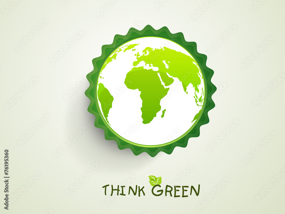 Sticker or label design with earth globe for Save Nature. Stock Vector ...