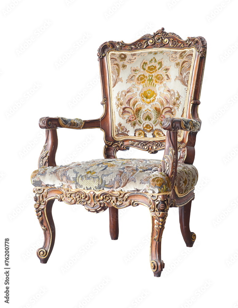 Vintage and antique chair isolated on a white background Stock Photo ...