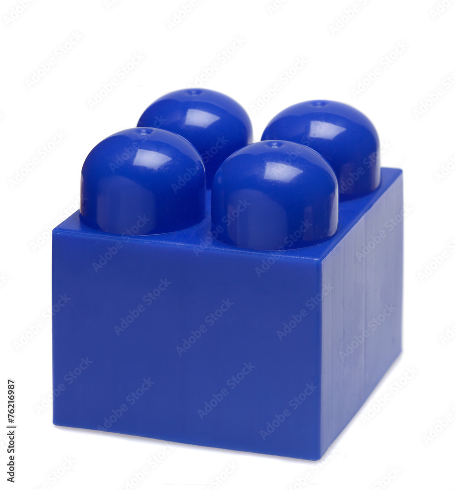 Plastic blue toy block. isolated on white Stock-Foto | Adobe Stock