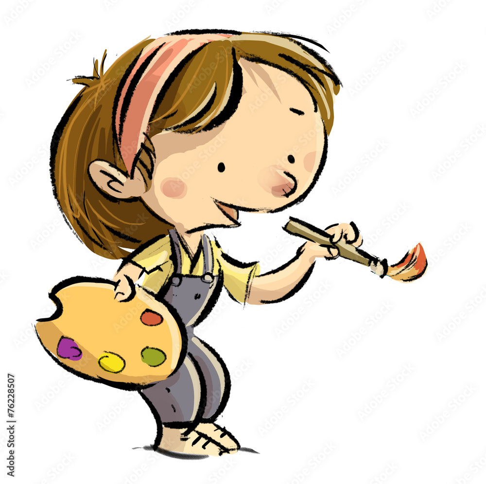niña pintora Stock Illustration | Adobe Stock