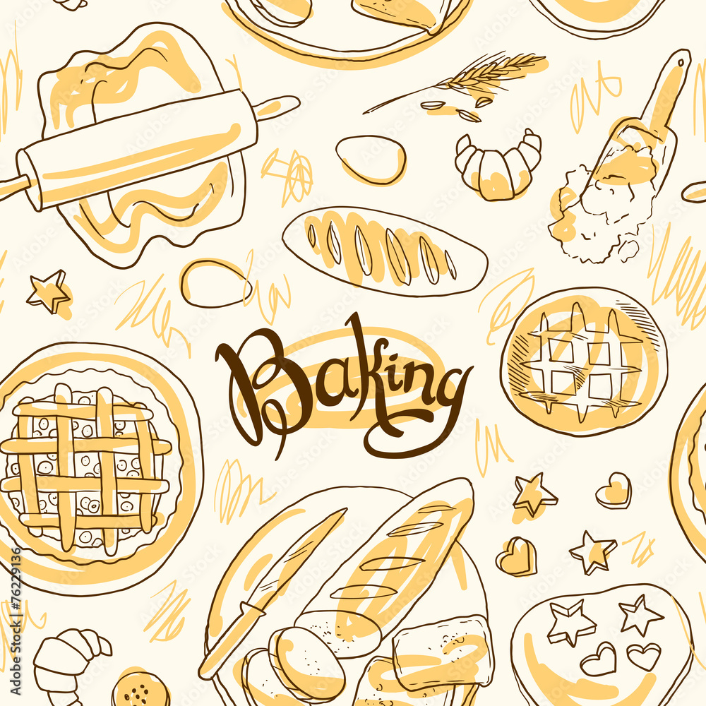 beautiful hand-draw simpless pattern baking Stock-Vektorgrafik | Adobe ...