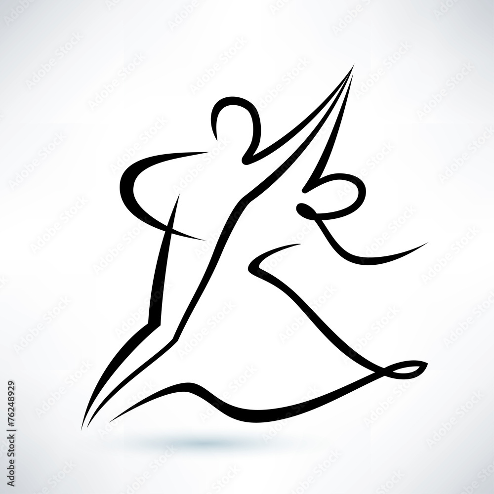 dancing couple, outlined vector sketch Stock Vector | Adobe Stock