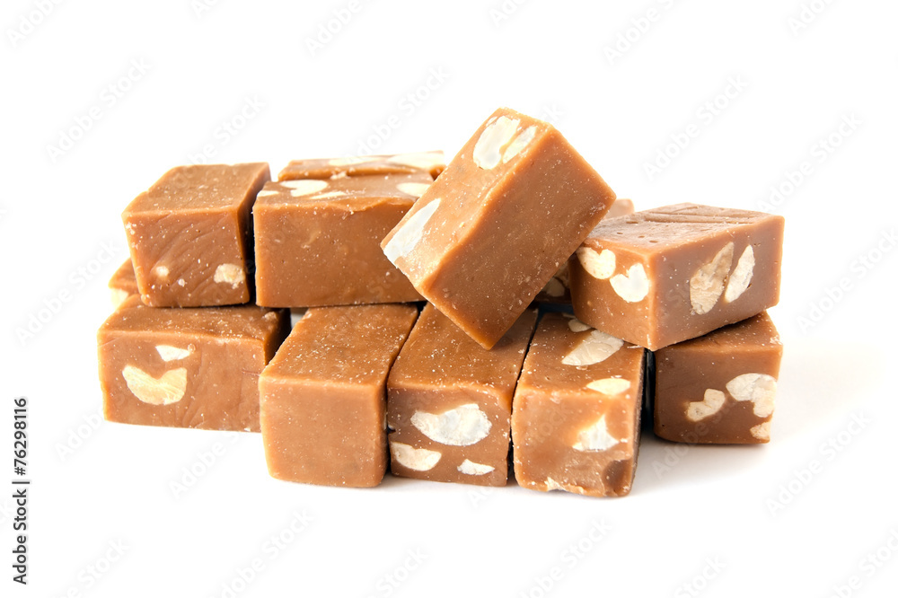 toffee with nuts isolated on white background Stock Photo | Adobe Stock