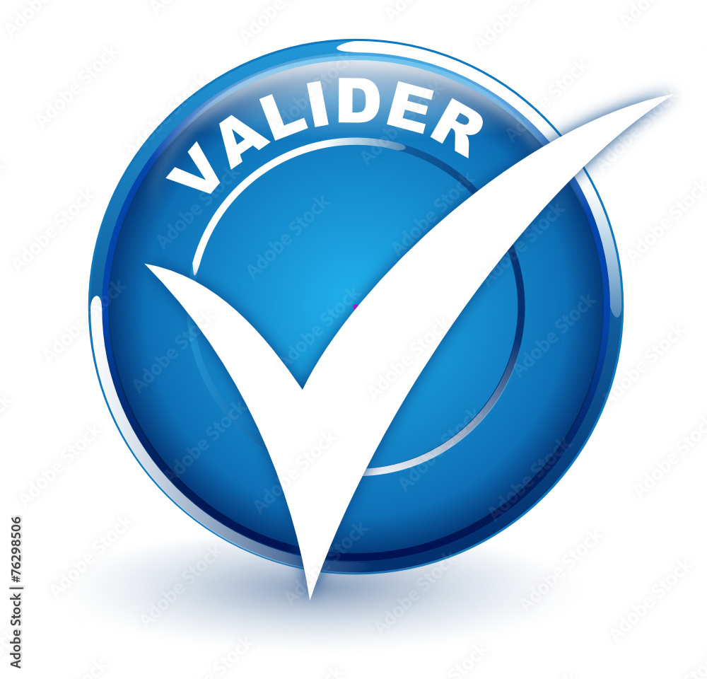 Vecteur Stock valider sur bouton bleu | Adobe Stock