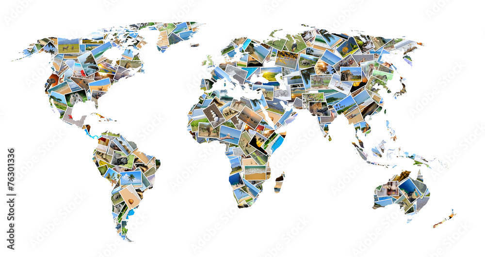 World map with photos Stock Photo | Adobe Stock