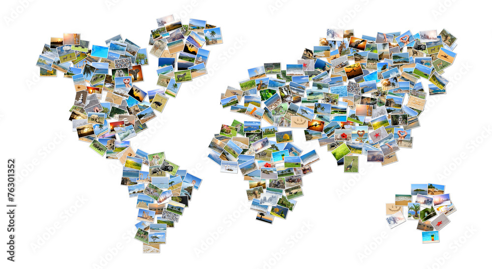 World map with photos Stock Photo | Adobe Stock