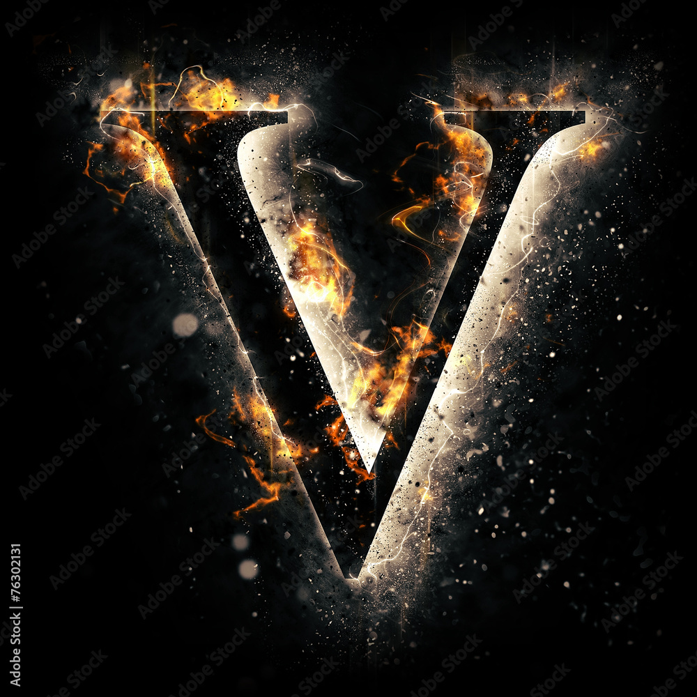 Fire alphabet. Letter V. Stock Illustration | Adobe Stock