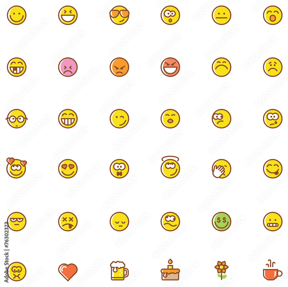 Smiley icon set Stock Vector | Adobe Stock