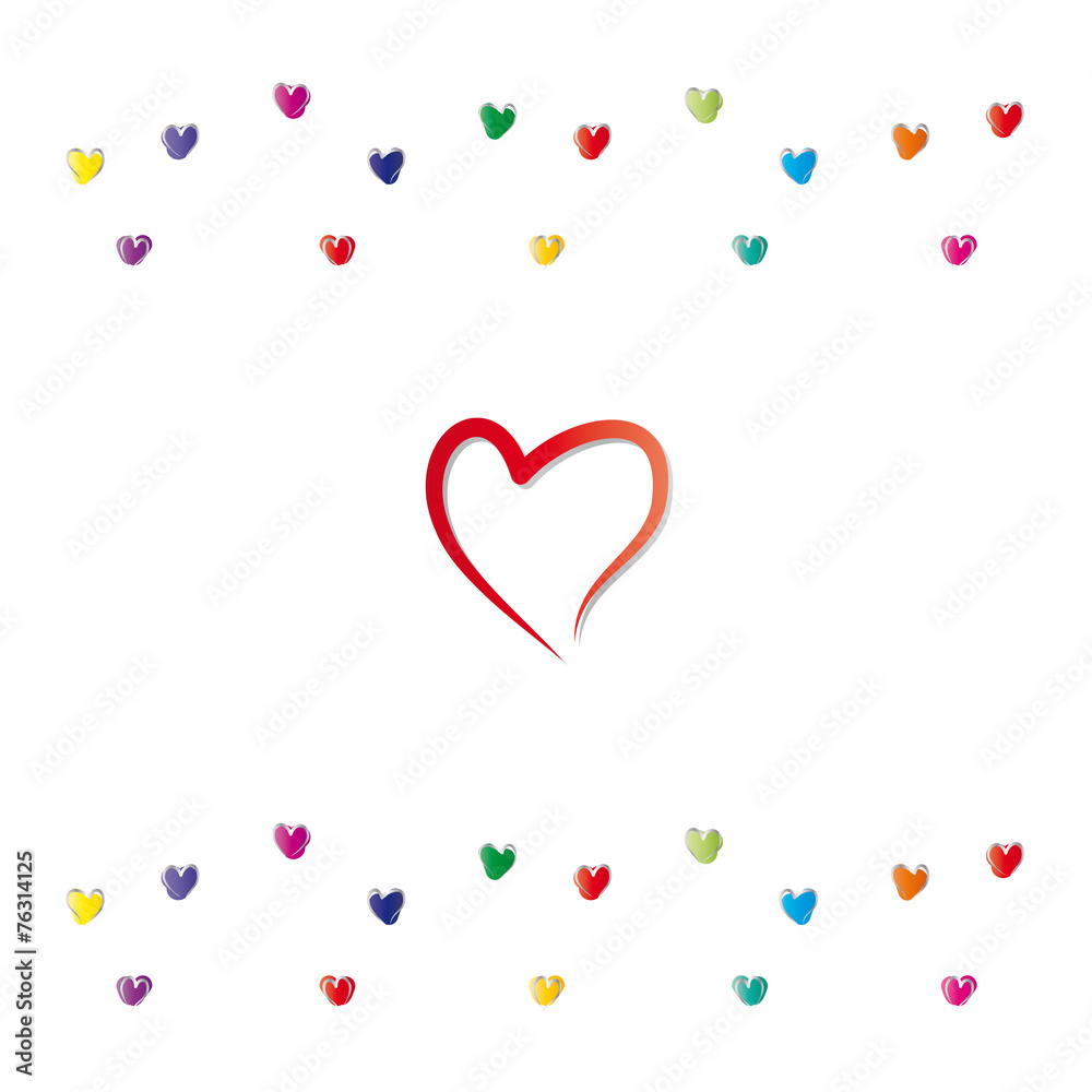 Rotes Herz mit kleinen bunten Herzen, Dekoration für Feriern, Hochzeit ...