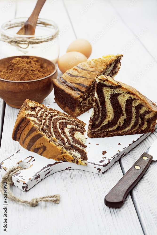 Cake with cocoa powder Stock Photo | Adobe Stock