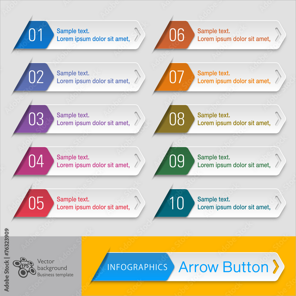 Infographic Vector Arrow Button Stock Vector | Adobe Stock
