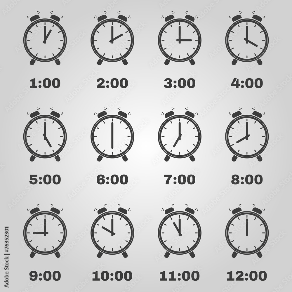 The Alarm Clock icon. alarm clock symbol. Set Stock Vector | Adobe Stock