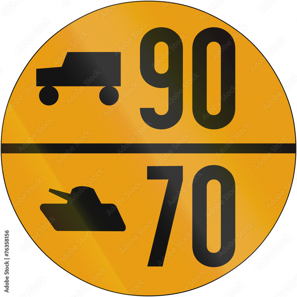 German sign giving the Military Load Classification(MLC)/Militaerische ...