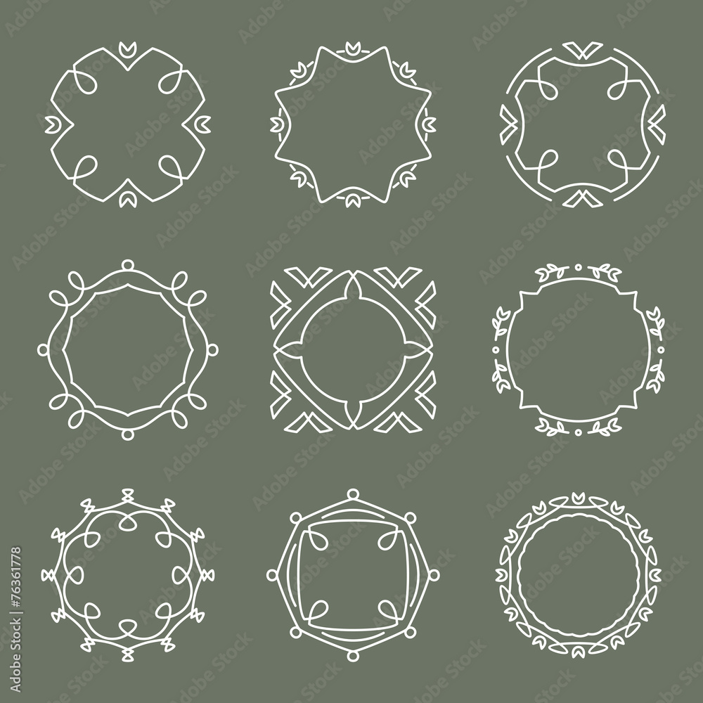 ector set of labels, emblems, badges and frames in line style Stock ...