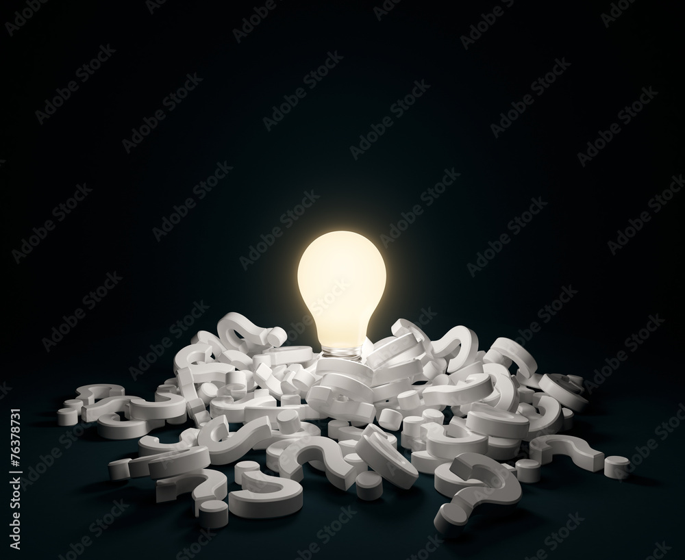 lightbulb and question marks Stock Illustration | Adobe Stock
