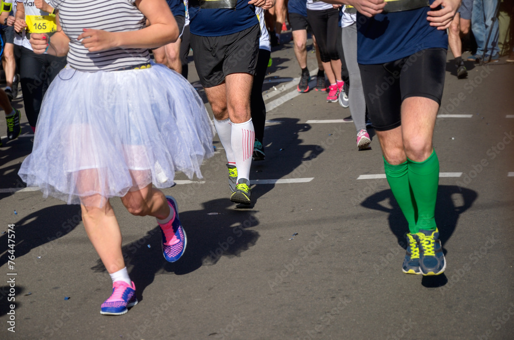 Marathon running race, fun run, people feet on road Stock Photo | Adobe ...