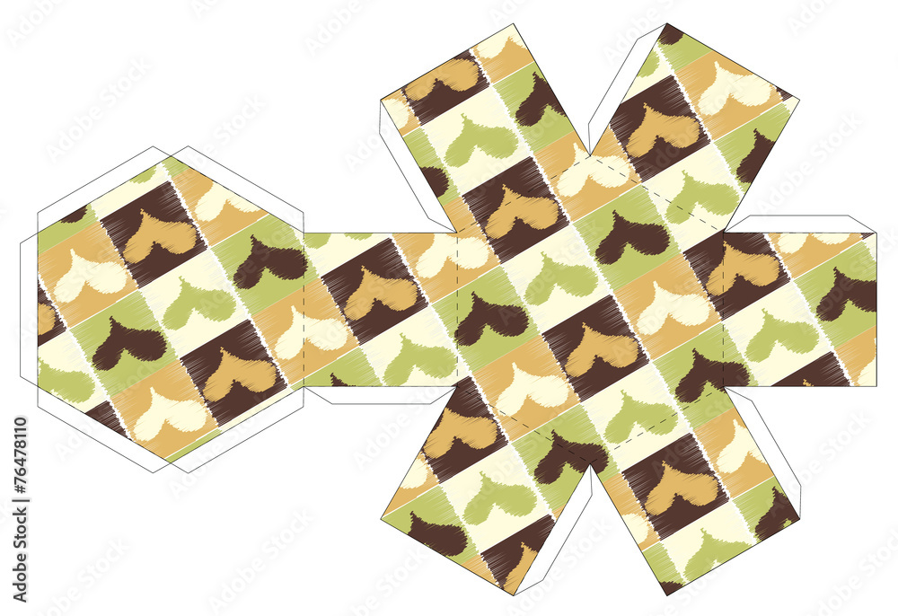 Hexagon box with heart pattern Stock Vector | Adobe Stock