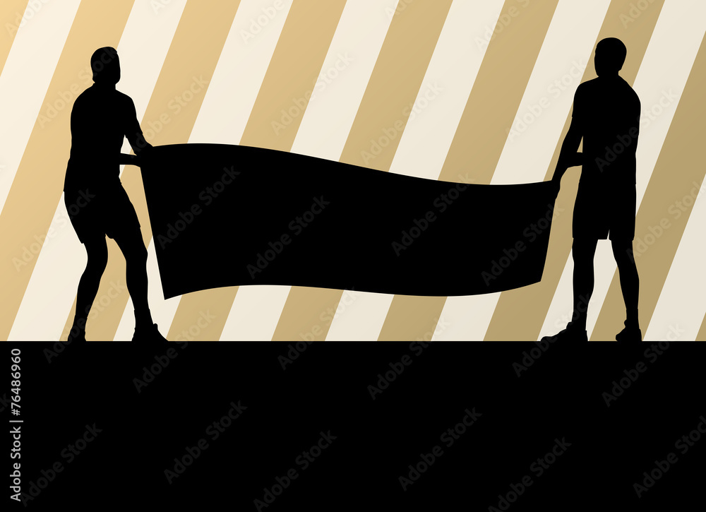 Protesters angry people crowd with posters and flags in abstract Stock ...