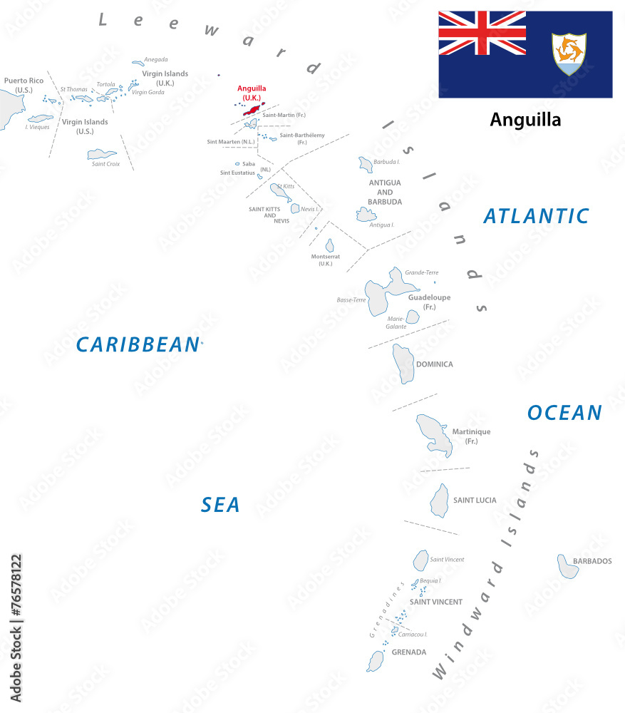 lesser antilles outline map with anguilla Stock Vector | Adobe Stock