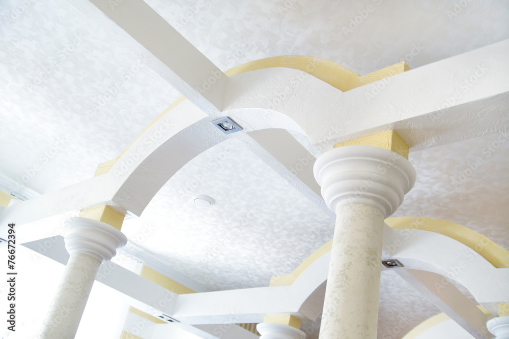 designer ceiling architecture with lines and columns Stock Photo ...