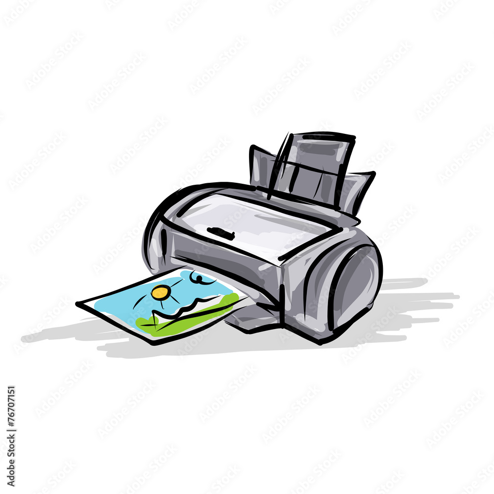 Printer sketch for your design Stock Vector | Adobe Stock