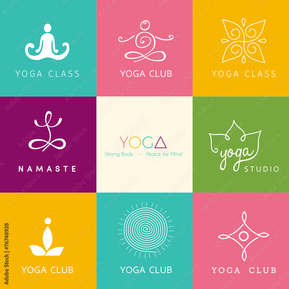 Set of logos for a yoga studio Stock Vector | Adobe Stock