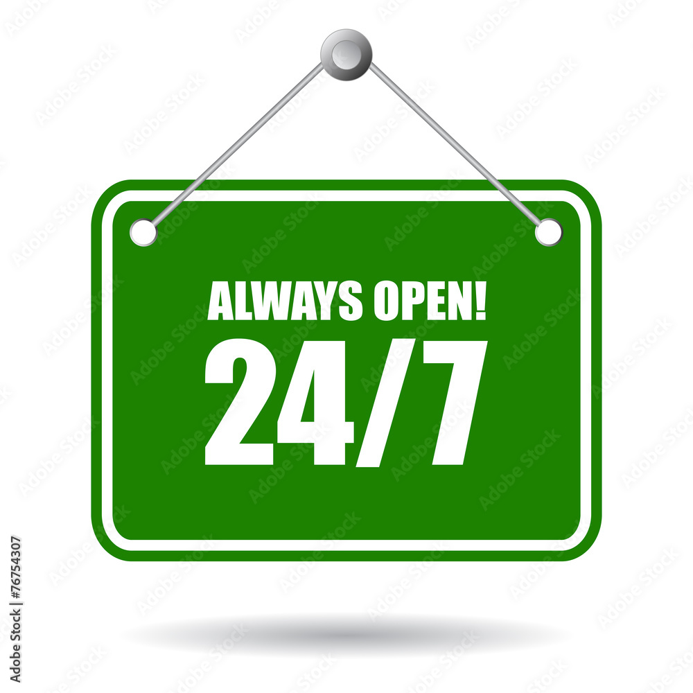 24 hour open sign Stock Vector | Adobe Stock
