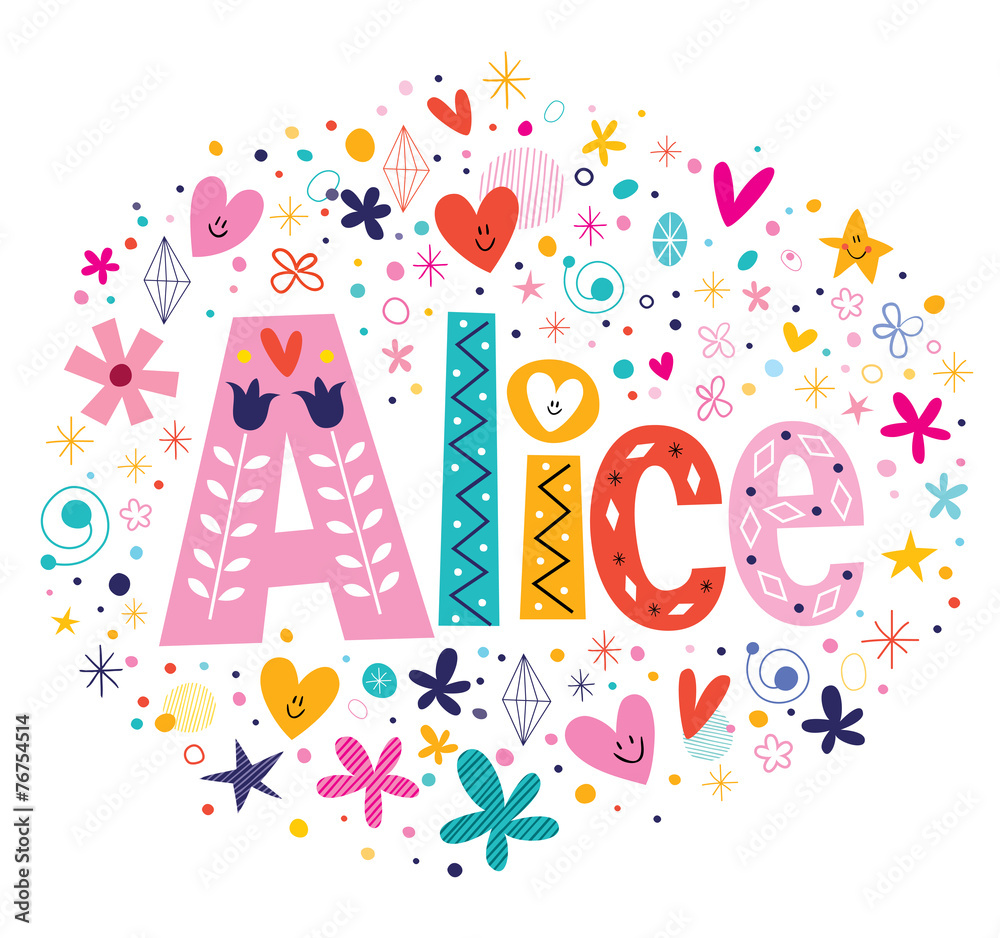 Vettoriale Stock Alice female name decorative lettering type design ...