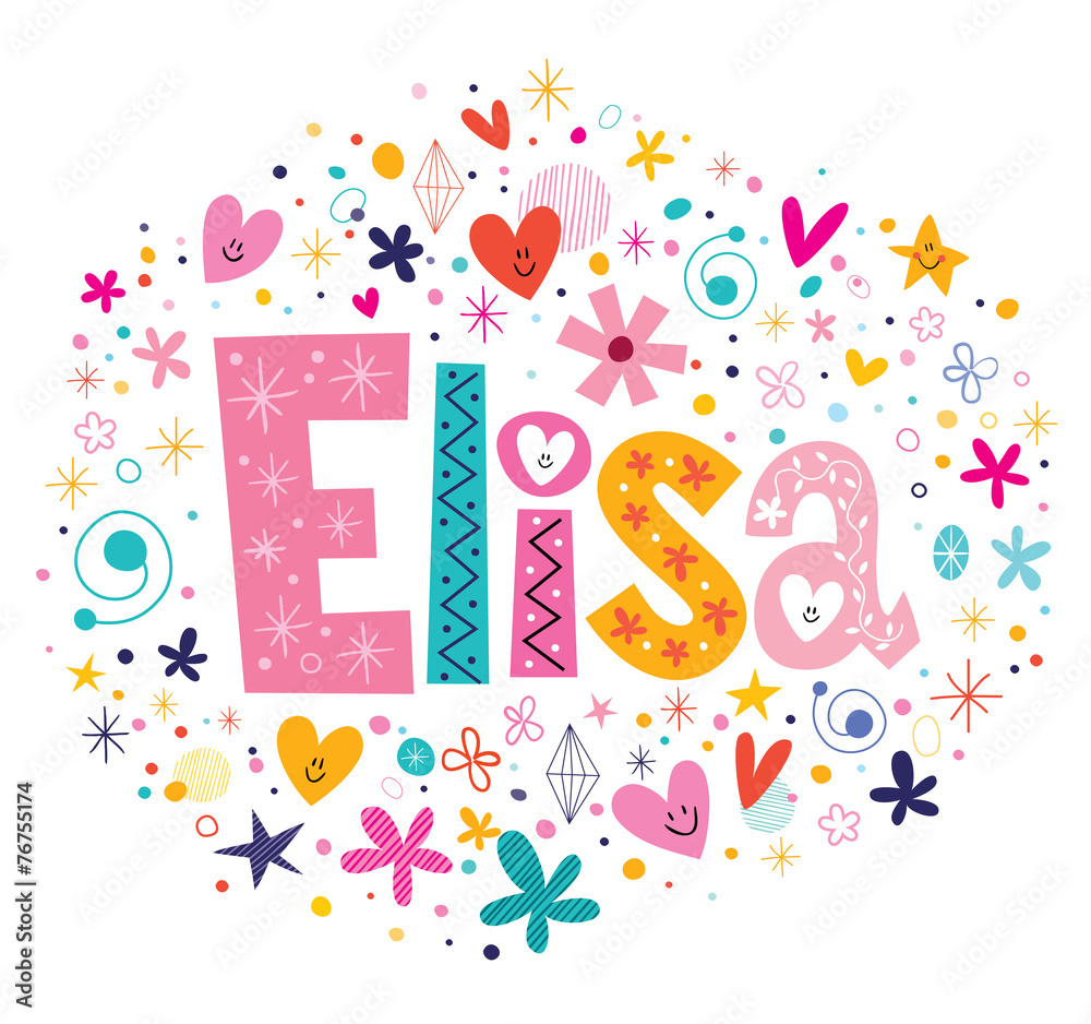 Elisa female name decorative lettering type design Stock Vector | Adobe ...