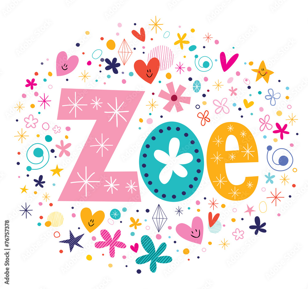 Zoe female name decorative lettering type design vector de Stock ...