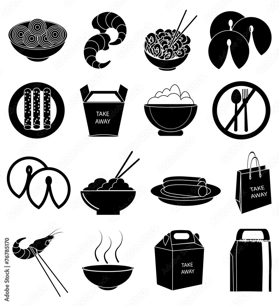 Chinese food icons set Stock Vector | Adobe Stock