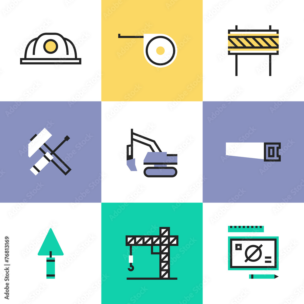 Construction industry pictogram icons set Stock Vector | Adobe Stock