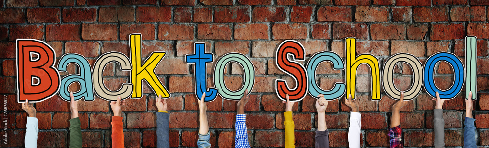 Group Hands Holding Letter Back School Concept Stock Photo | Adobe Stock