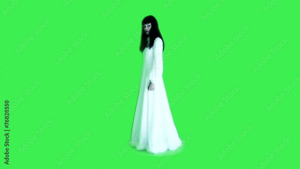 Horror scene of a scary woman-on green screen Stock Video | Adobe Stock