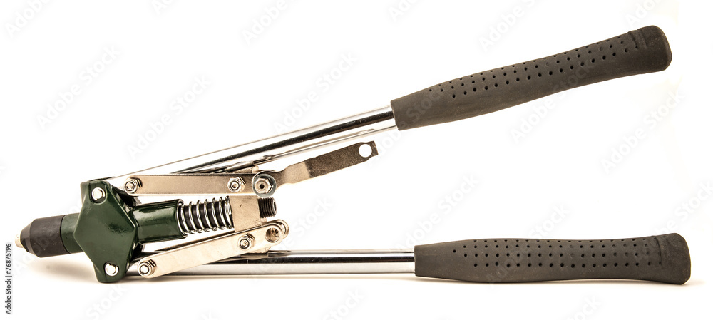 Pop rivet gun, Wrench and Pop rivets on a white background. Stock Photo ...
