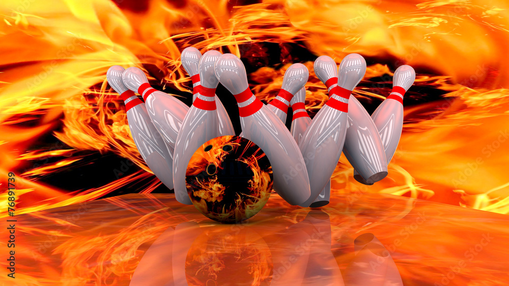 3d render of a bowling ball crashing into the pins Stock-Illustration ...