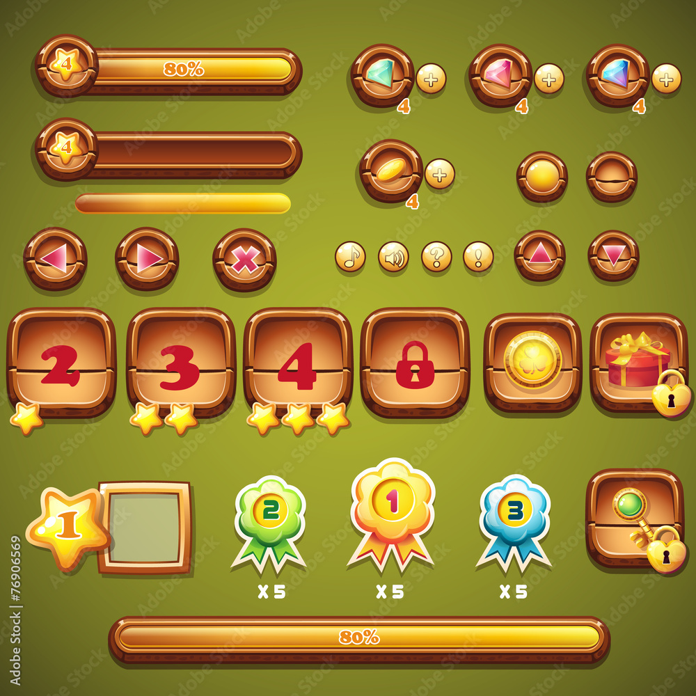large set of boosters, progress bars, frames, buttons Stock Vector ...