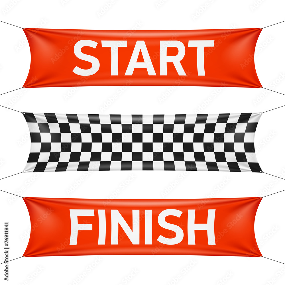 Starting and finishing lines, checkered banners Stock-Vektorgrafik | Adobe Stock