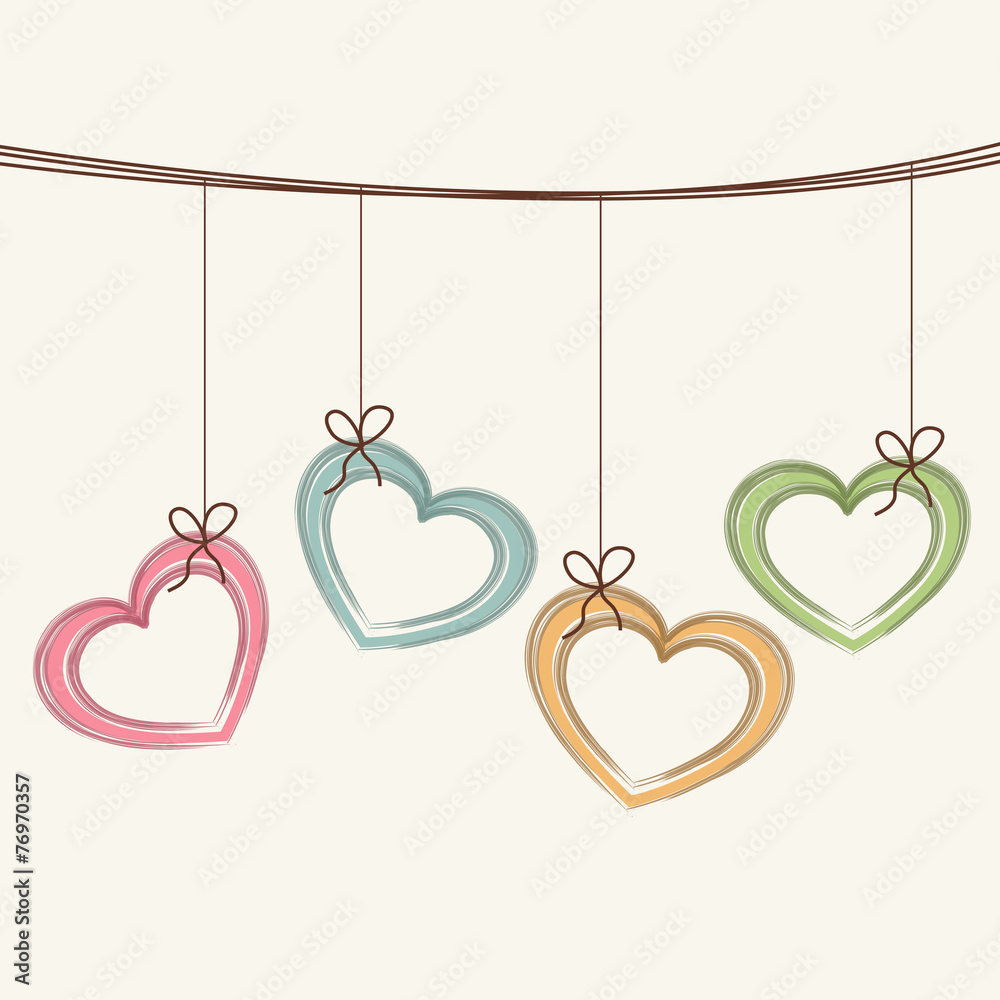 Colorful hanging hearts for Happy Valentines Day celebration. Stock ...