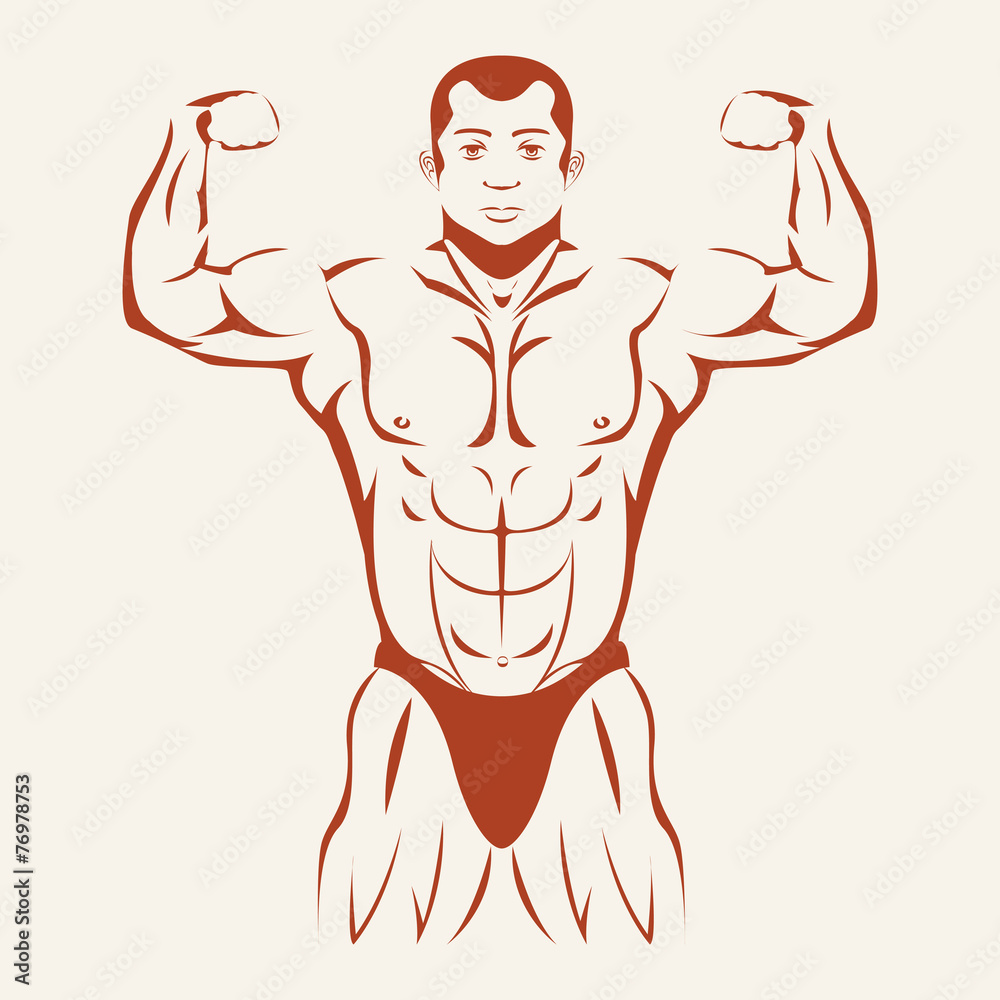 Bodybuilding and powerlifting. Bodybuilder showing muscles Stock Vector ...