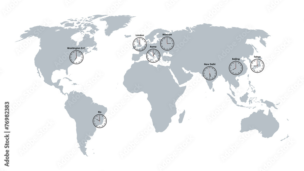 world map and time zones Stock Vector | Adobe Stock