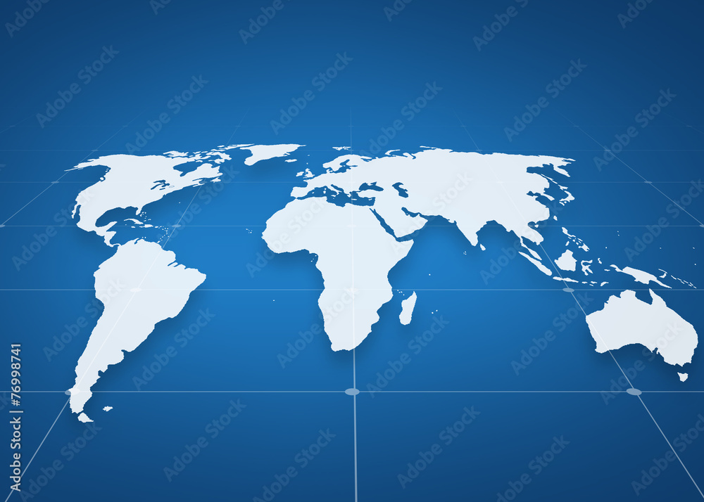 world map projection over blue background Stock Illustration | Adobe Stock