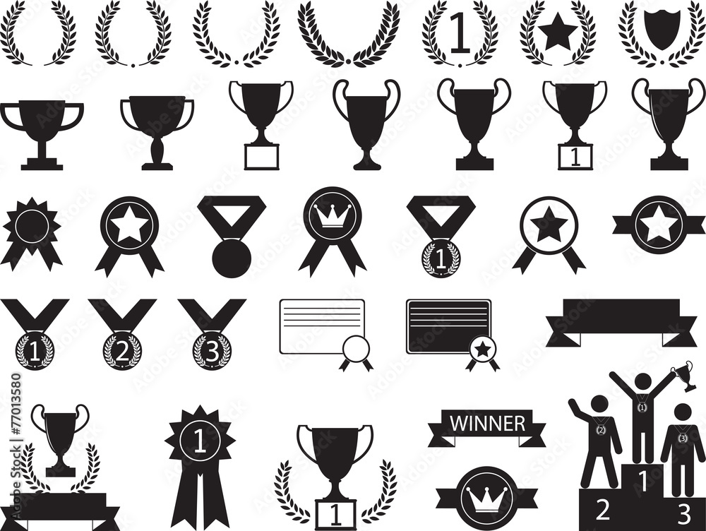 Award symbols illustrated on white Stock Vector | Adobe Stock