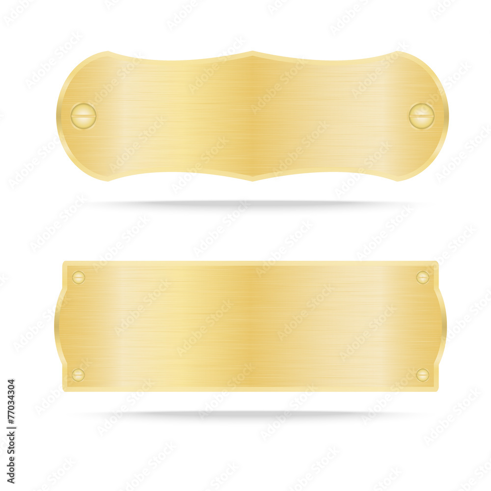 Vector Gold label metal or Metallic gold name plate Stock Illustration ...