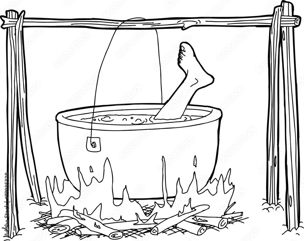 Cauldron with Human Foot Stock Vector | Adobe Stock