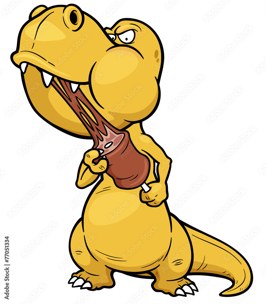 Vector illustration of Cartoon Dinosaur eating Stock Vector | Adobe Stock