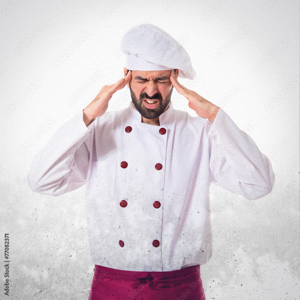 frustrated chef over white background Stock-Foto | Adobe Stock