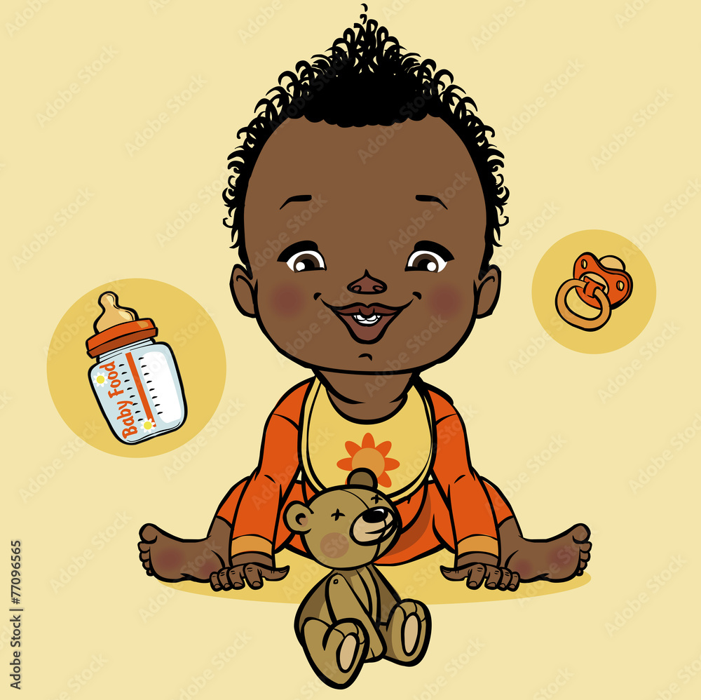 vector smiling black baby Stock Vector | Adobe Stock